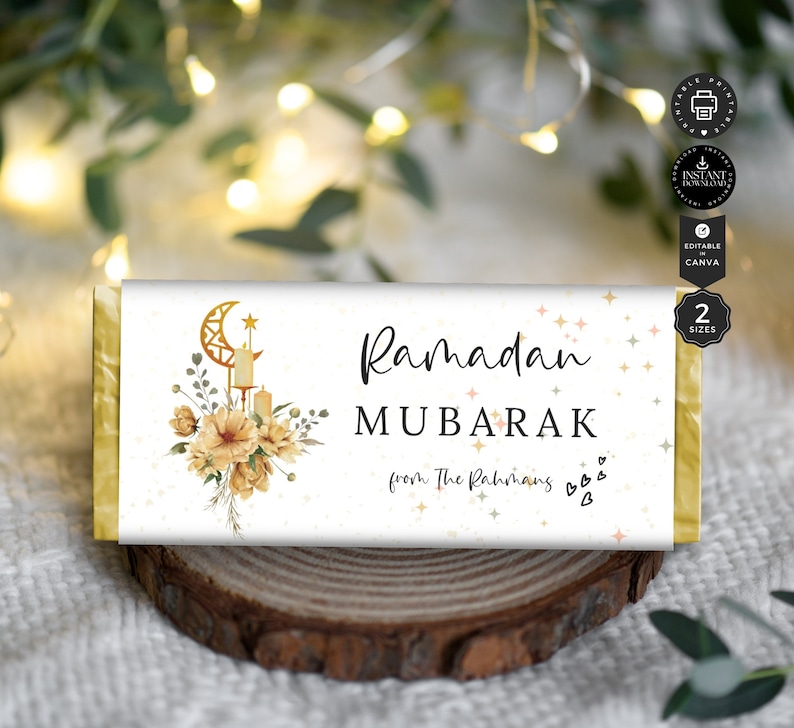 Ramadan Iftar Chocolate Candy Wrapper Template, Eid Candy Bar, Hershey ...