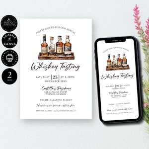 Whiskey Tasting Home Party Invitation Template, Whisky Night Card ...