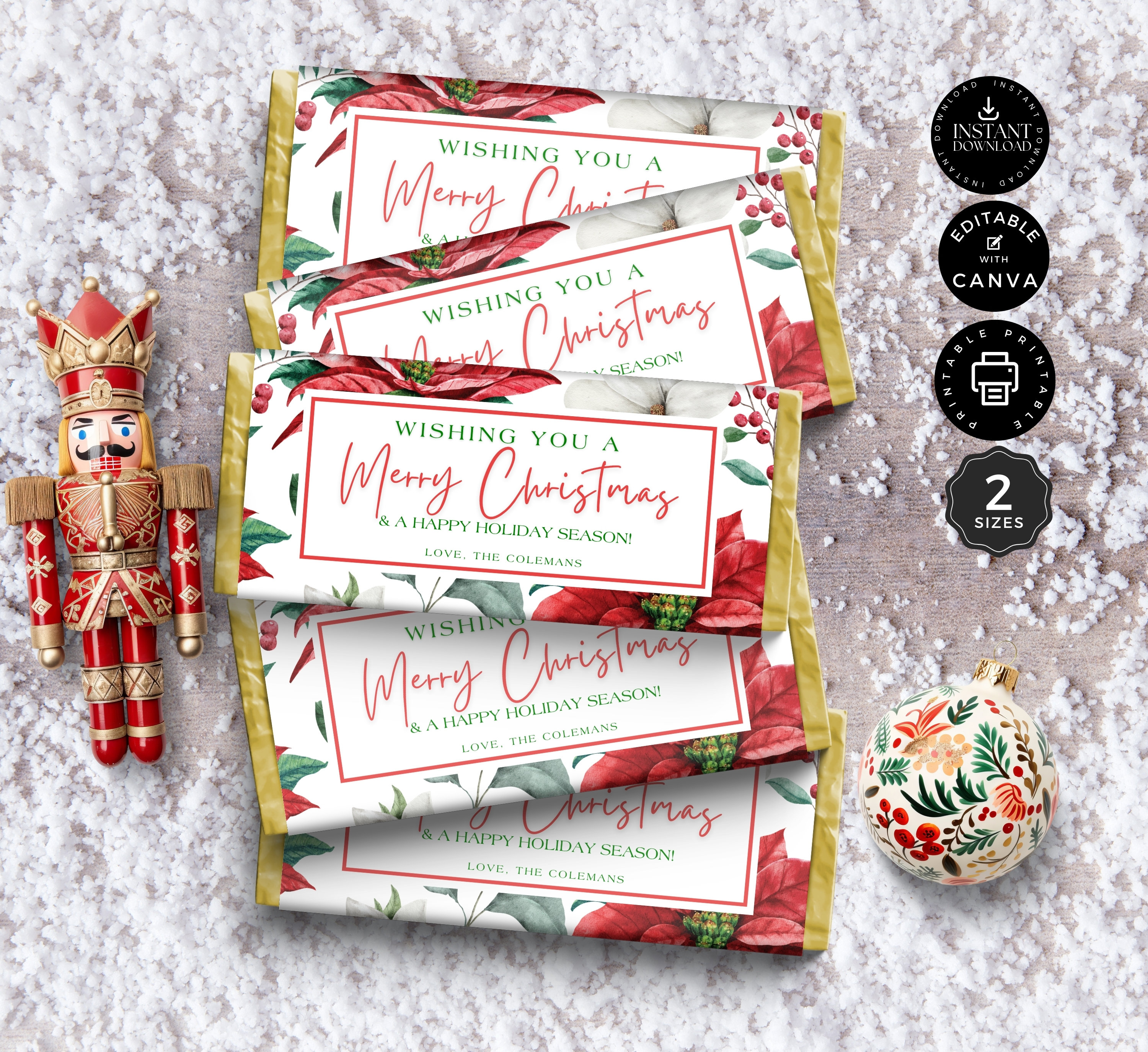 Christmas Chocolate Candy Wrapper Template, Candy Bar, Hershey & Aldi ...