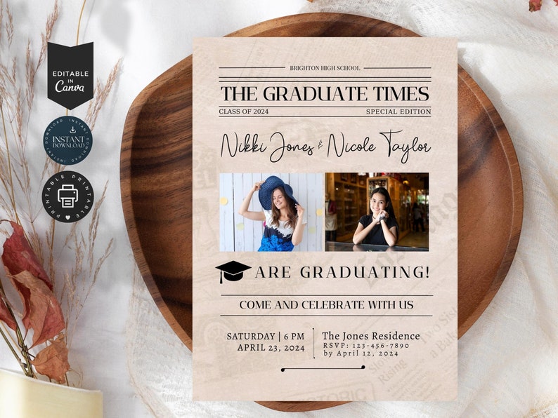 Graduate Printable Newspaper Graduation Announcement - Etsy