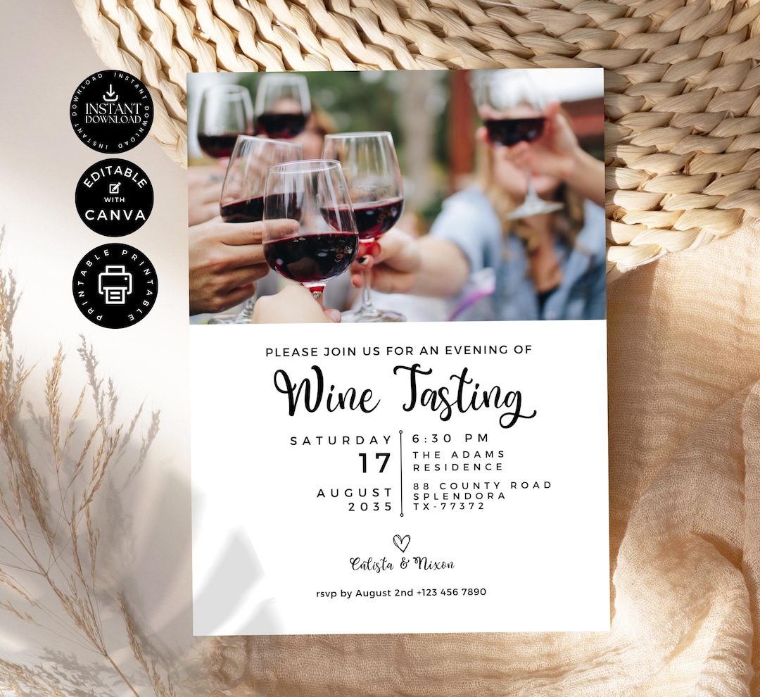 Wine Tasting Invitation Template, Wine Party, Blind Wine Tasting Invite ...