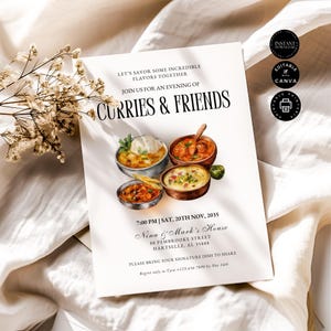 Curry Night Dinner Party Invitation Template, Curries and Friend ...