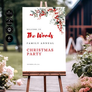 Editable Christmas Welcome Sign Template, Xmas Dinner Party Poster ...