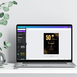 Modern Editable Champagne 50th Birthday Party Invitation, Cocktail ...