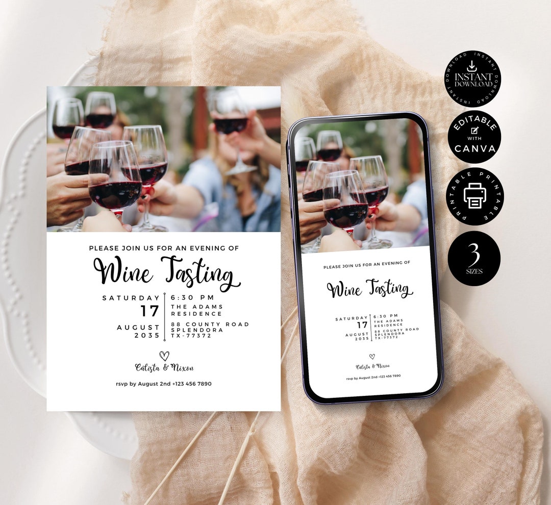 Modern Wine Tasting Invitation Template, Blind Wine Tasting Party ...