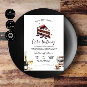 Cake Tasting Invitation Template, Home Cake Party, Sweet Cake Tasting ...