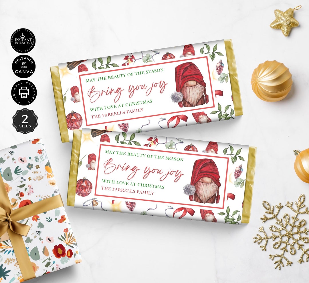 Christmas Chocolate Candy Wrapper Template, Candy Bar, Hershey & Aldi ...