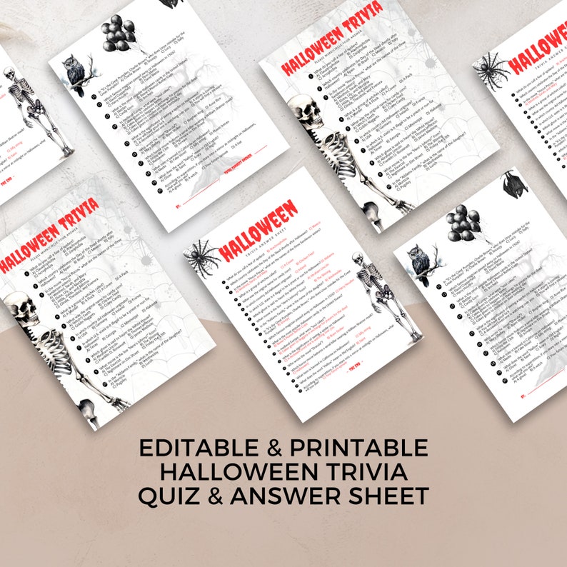 Halloween Party Editable Trivia Questions & Answer, Quiz Template ...