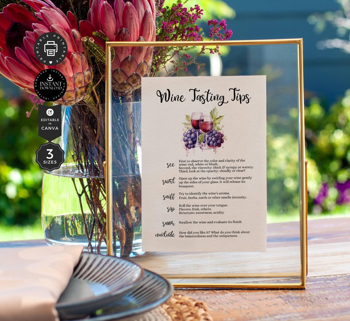 Wine Tasting Sign Printable Template, Wine Tasting Tips, Blind Wine ...