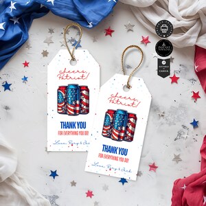 4th of July Favor Tag Template, Thank You Veteran Gift Tag, Red White ...