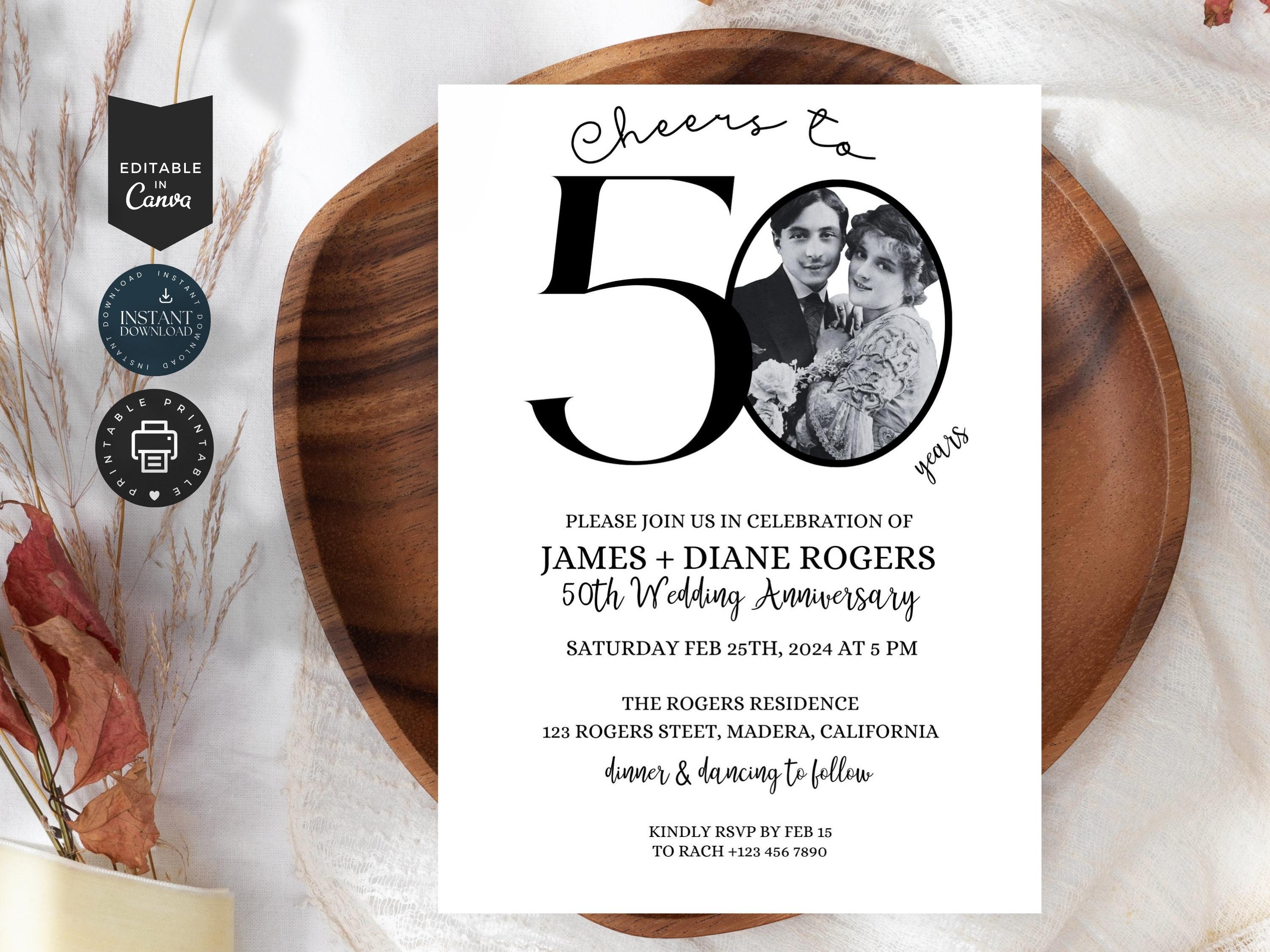 Modern 50th Wedding Anniversary Invitations