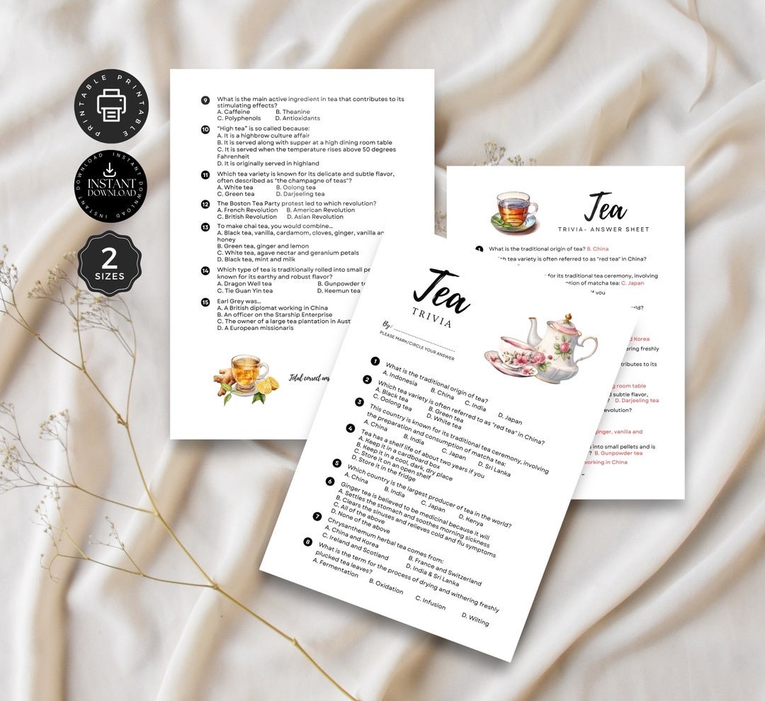 Tea Trivia Quiz & Answer, Tea Party Night, Home Party, Get Together ...