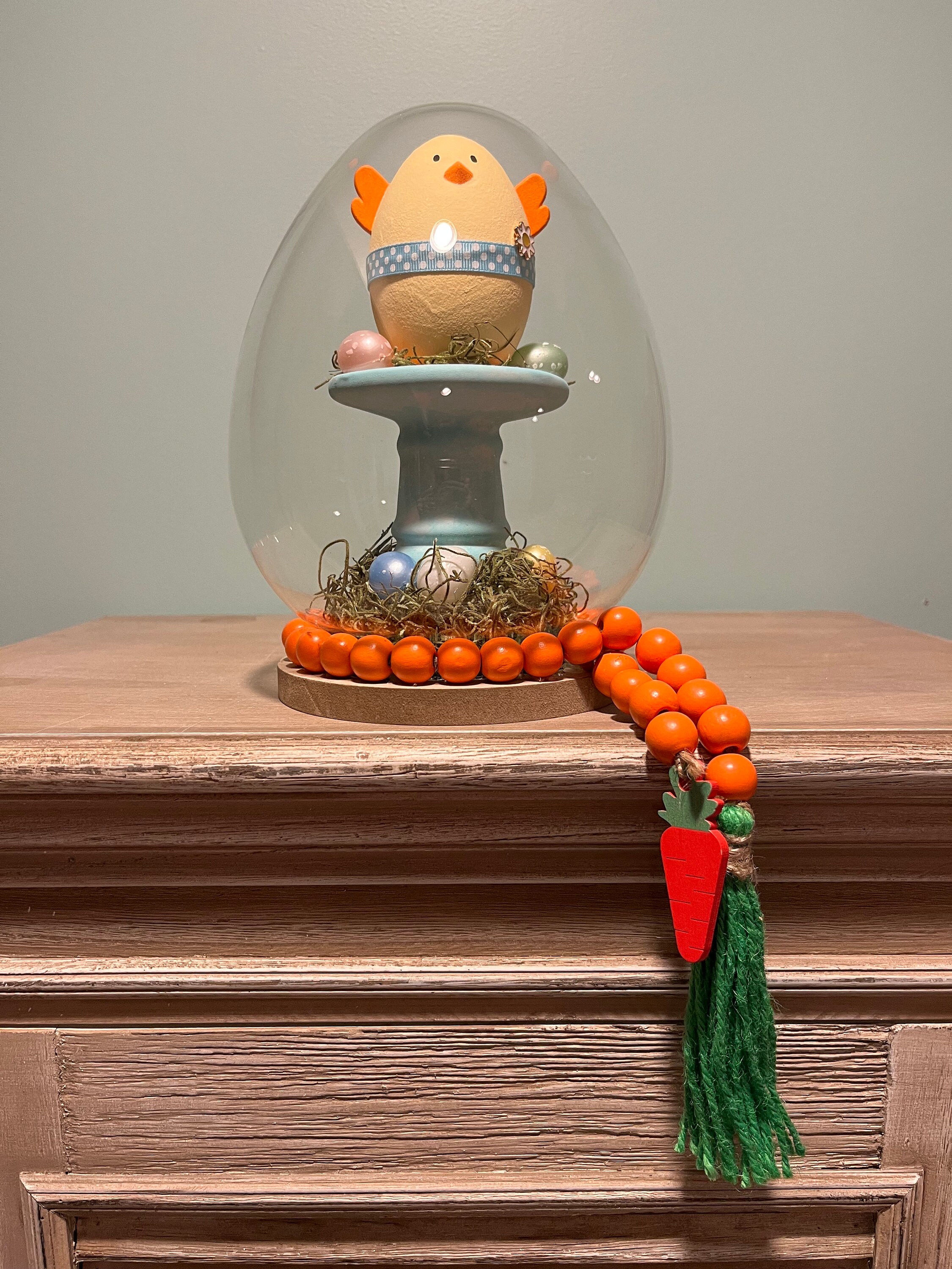 Decorative Easter Glass Egg Cloche, Chicken & Eggs, Centerpiece/decor ...