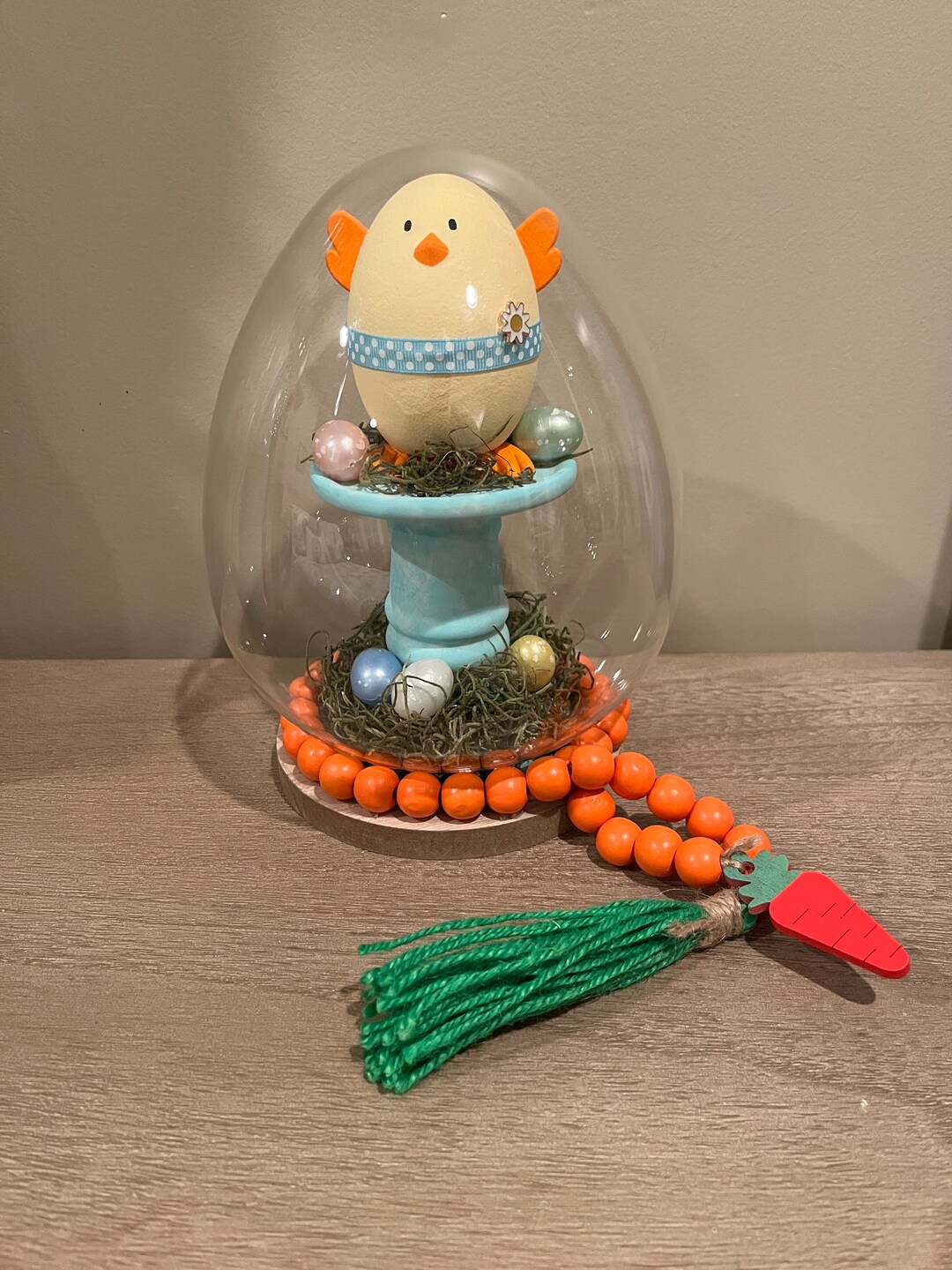 Decorative Easter Glass Egg Cloche, Chicken & Eggs, Centerpiece/decor ...