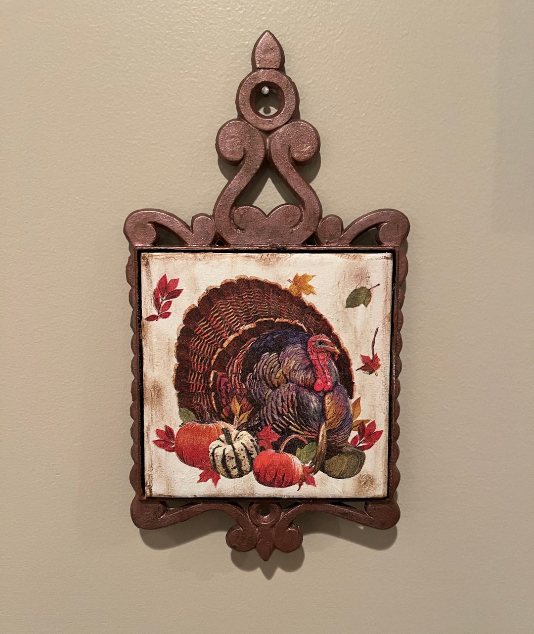 Upcycled Cast-iron Turkey Thanksgiving Fall Tile Trivet - Etsy