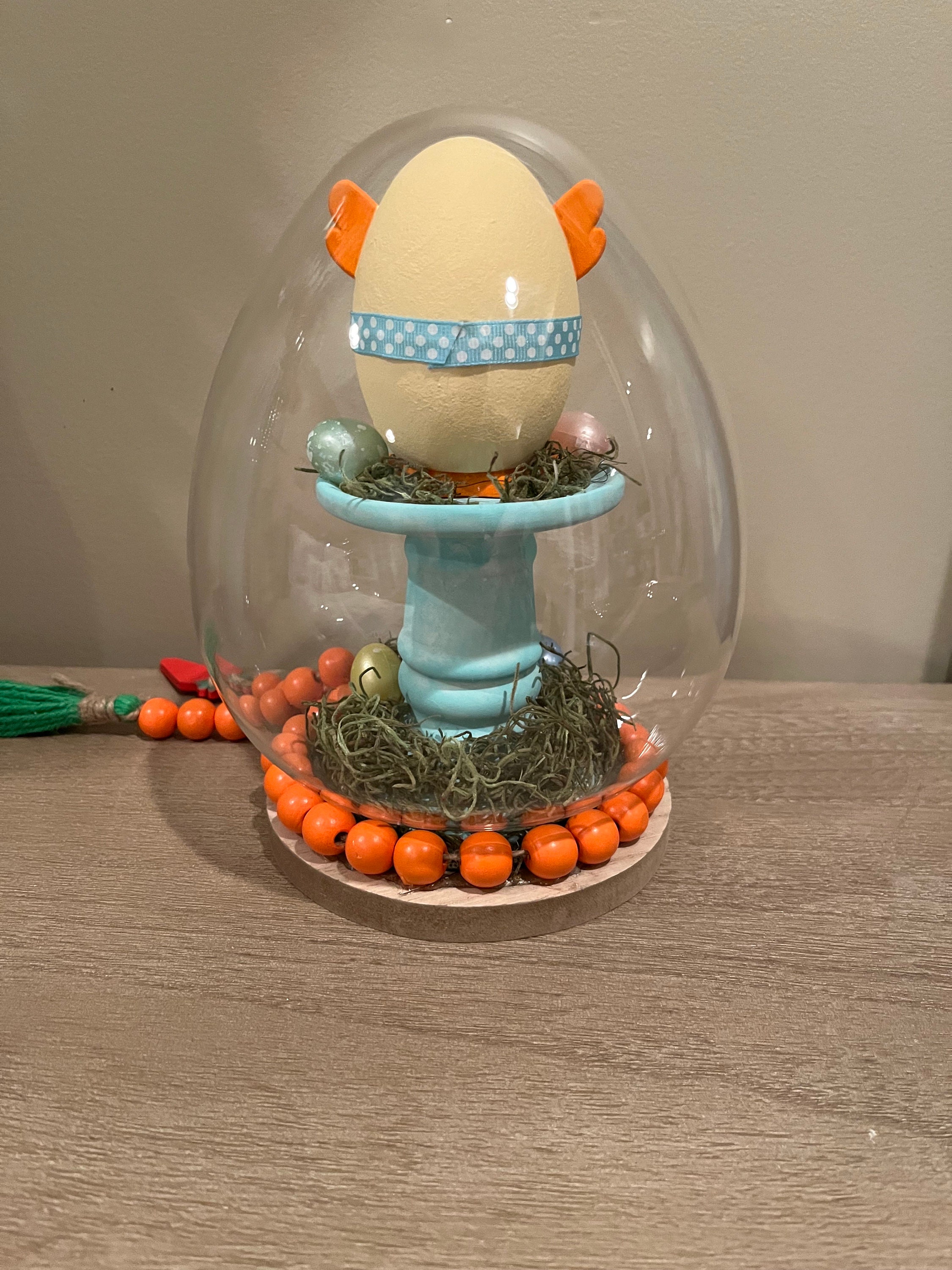 Decorative Easter Glass Egg Cloche, Chicken & Eggs, Centerpiece/decor ...