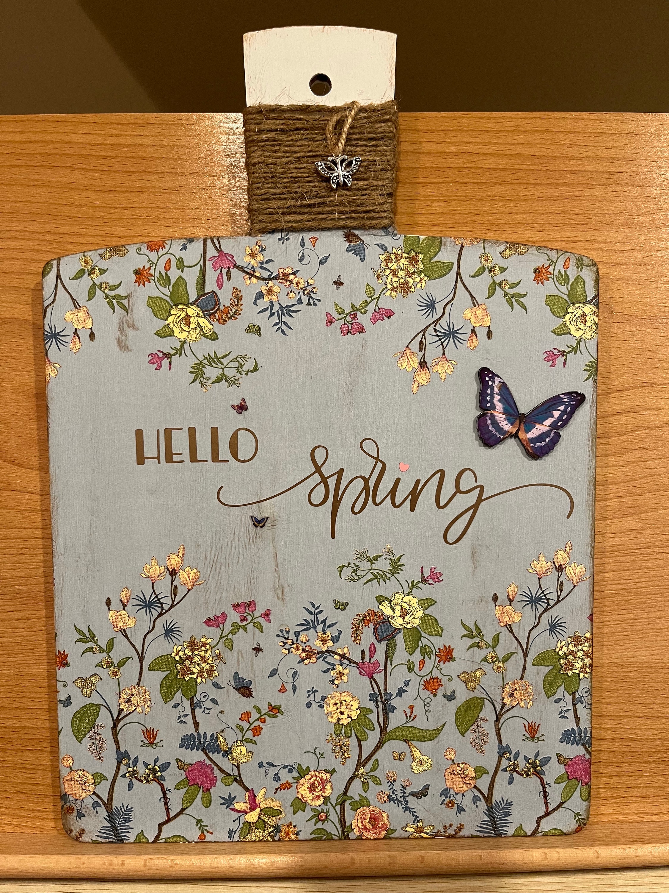 Dual-sided Wall Hanging/countertop Decor, Upcycled Cutting Board, Hello ...