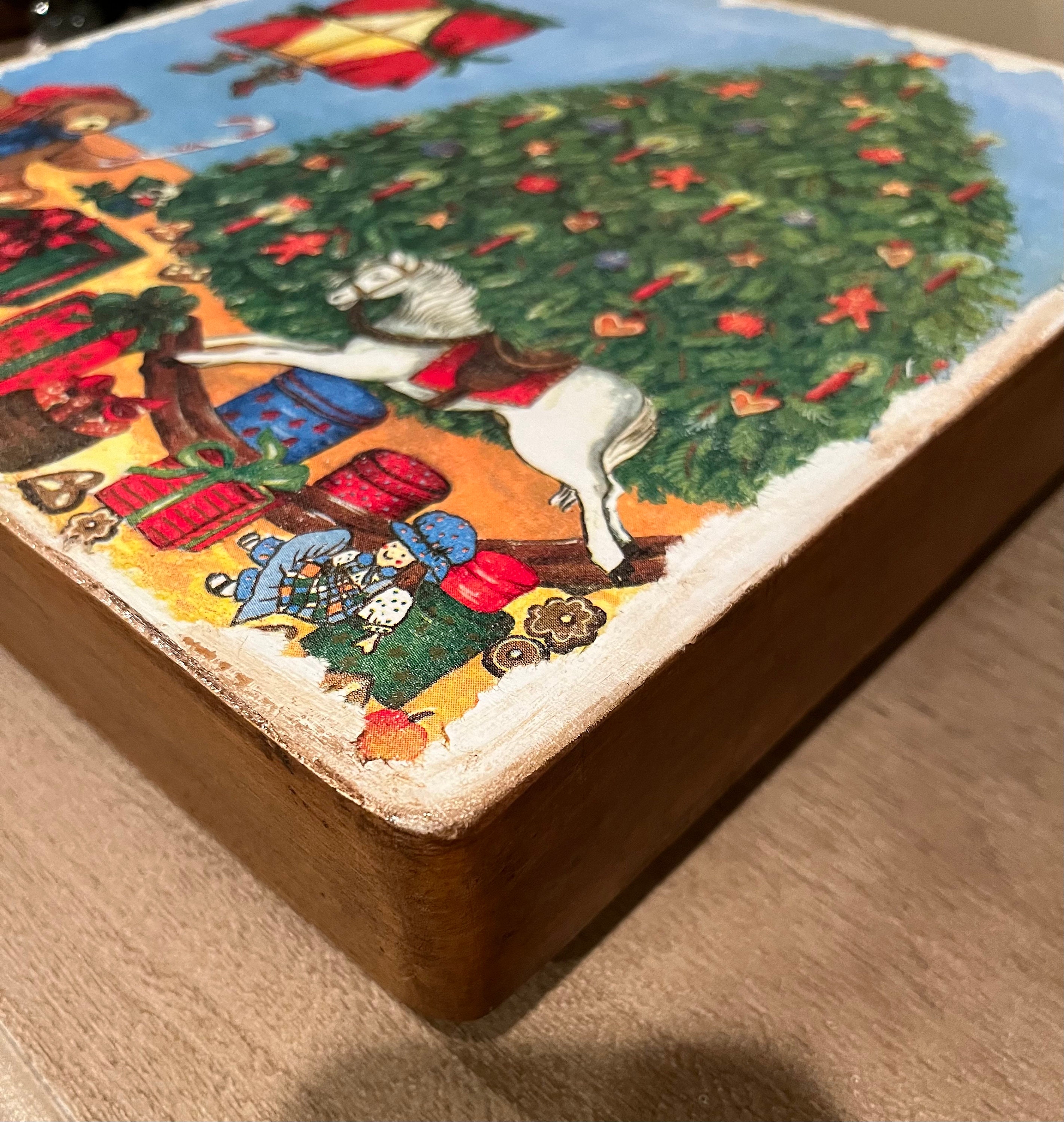 Solid Wood Christmas Butcher Block, Decor, 11”x11”x2.5” - Etsy