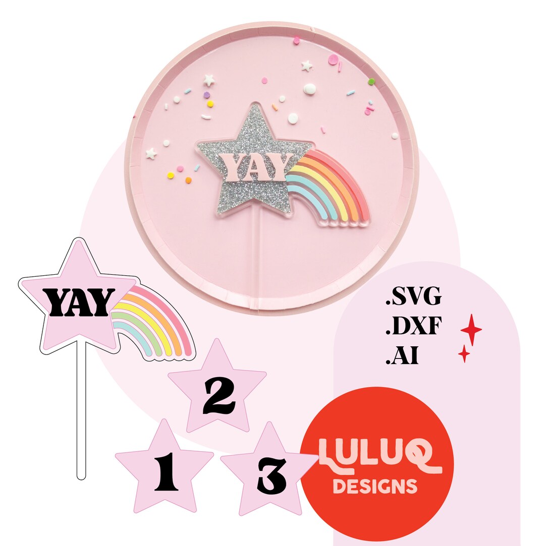 Star Cake Topper SVG, Topper de pastel cortado con láser, archivo de ...