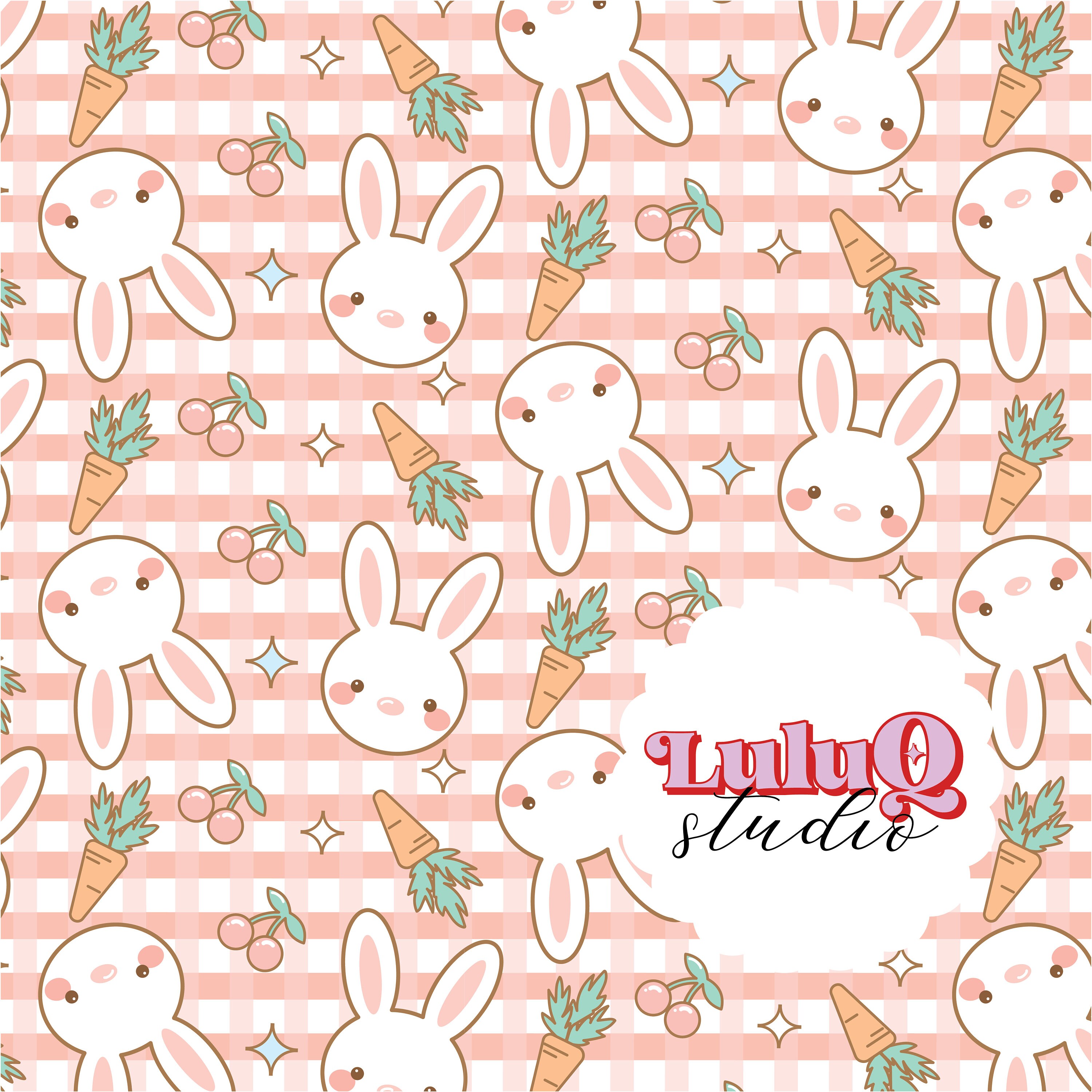 A4 Easter Pattern for Sublimation Gingham Pattern Kawaii Bunny PNG ...