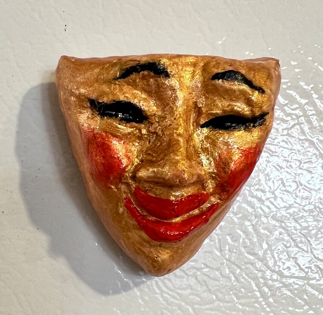 Papier Mache Metallic Gold Mask Refrigerator Magnet - Etsy