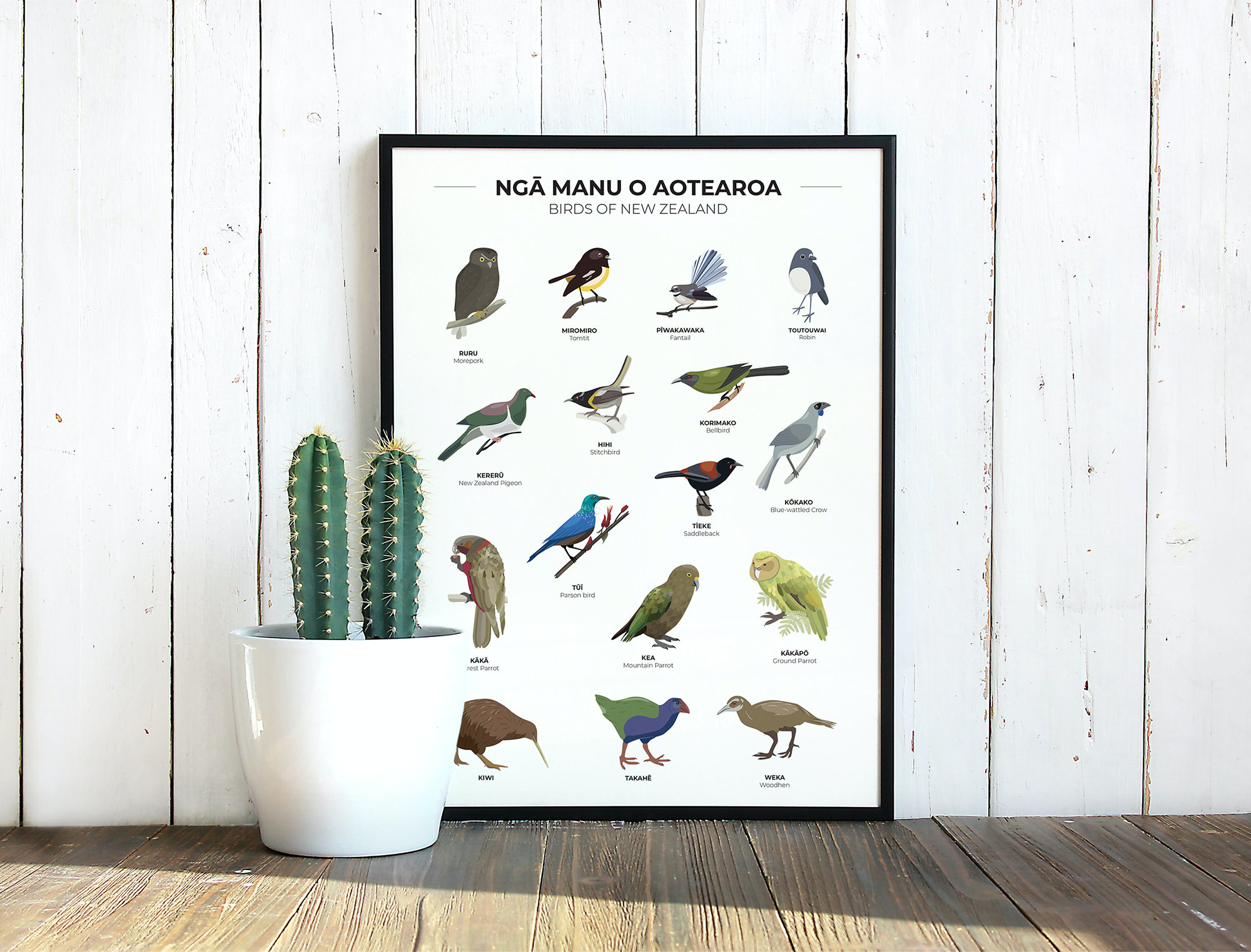 Native Birds of New Zealand - Kiwiana - Poster Wall Art - Print Digital ...
