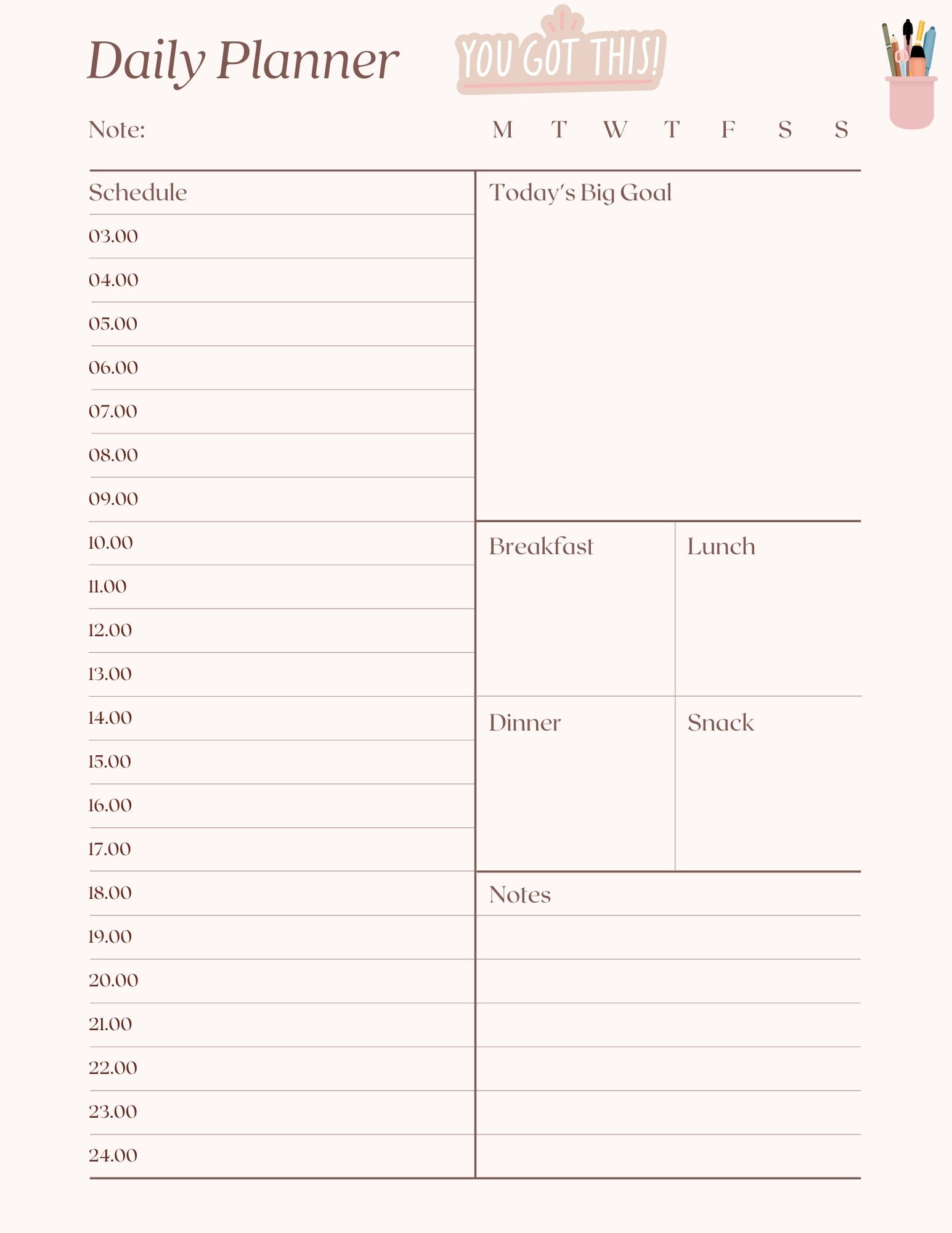 Daily Personal Planner, Self-improvement, Weekly Planner, Gratitude ...