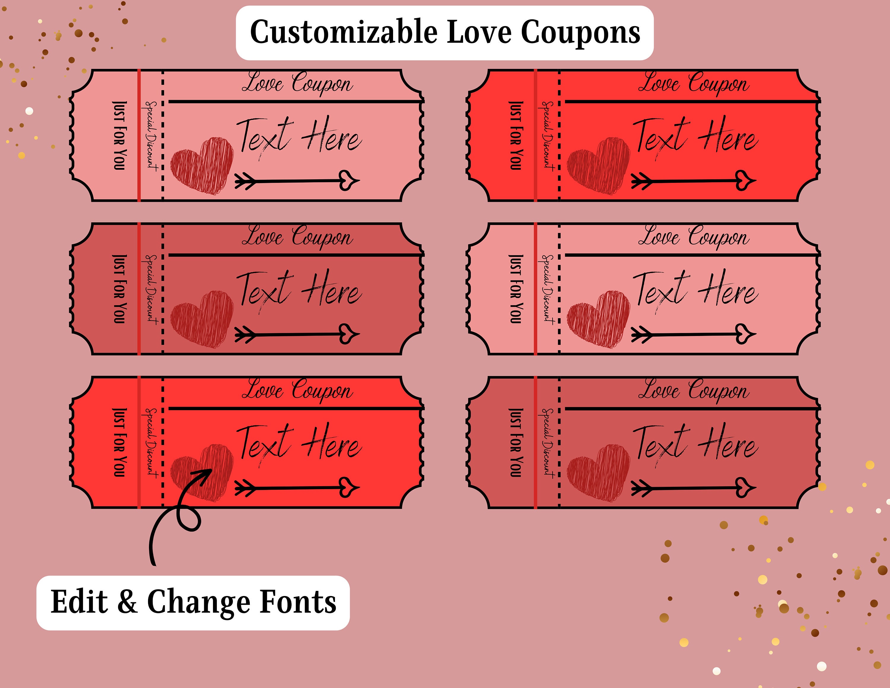 EDITABLE Love Coupon, Valentine's Day Gift, Customizable Printable ...