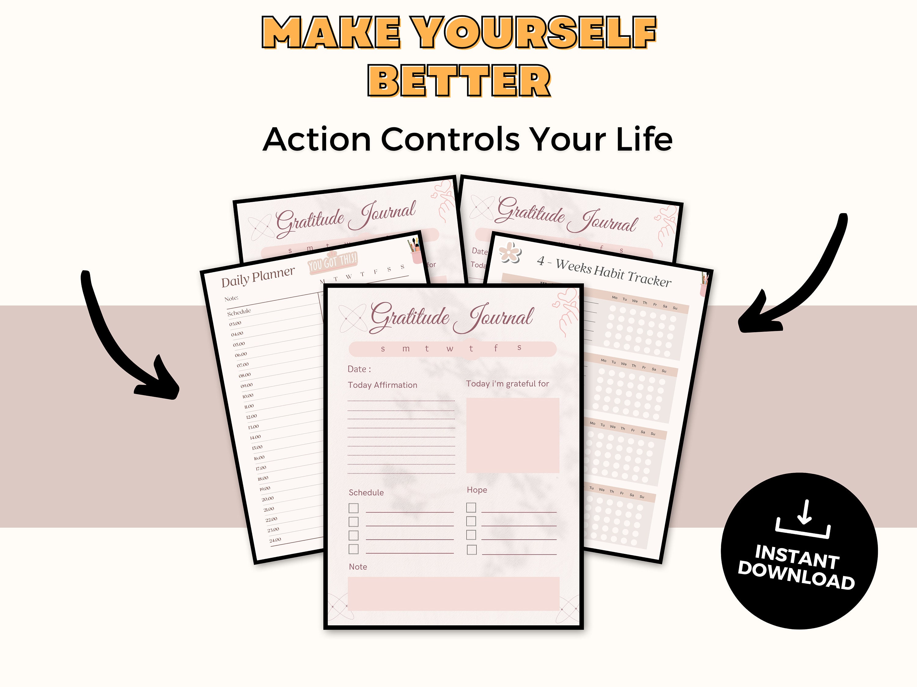 Daily Personal Planner, Self-improvement, Weekly Planner, Gratitude ...