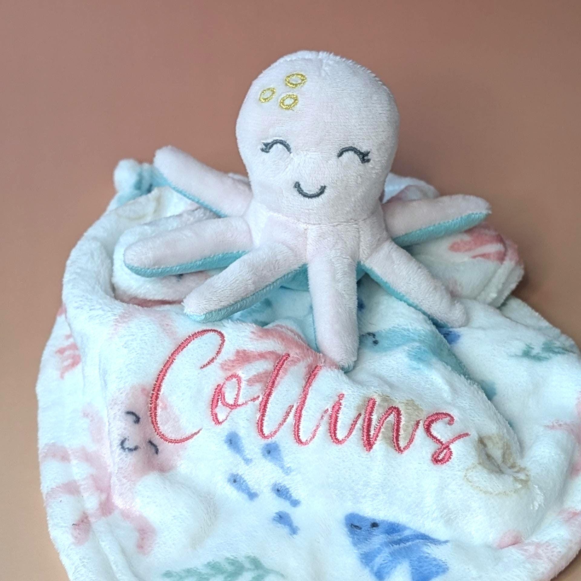 Ocean Nursery Blanket Baby Lovey Octopus Gift Sea Themed Marine ...