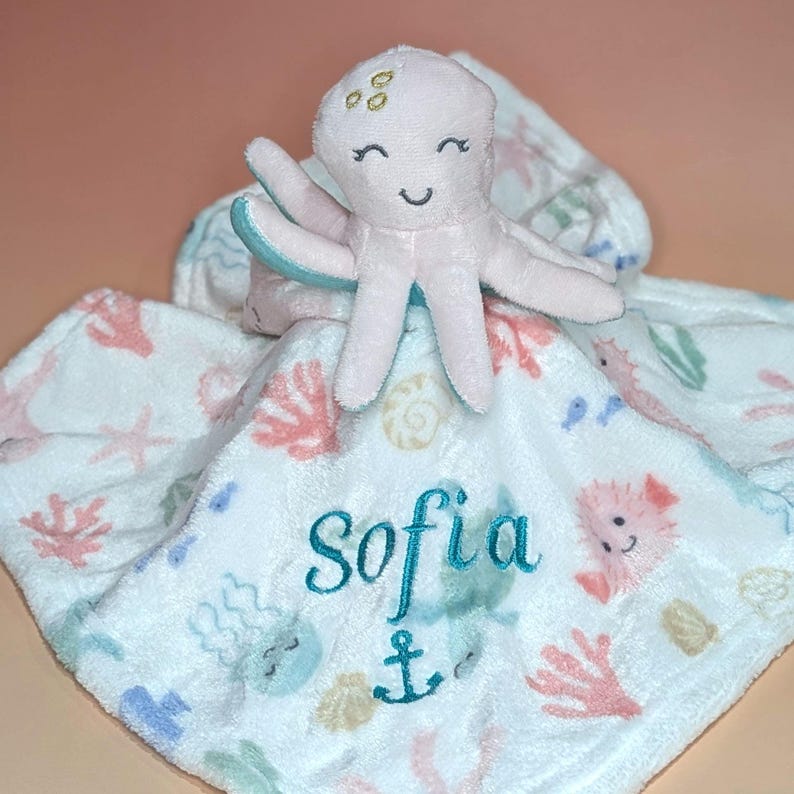 Ocean Nursery Blanket Baby Lovey Octopus Gift Sea Themed Marine ...