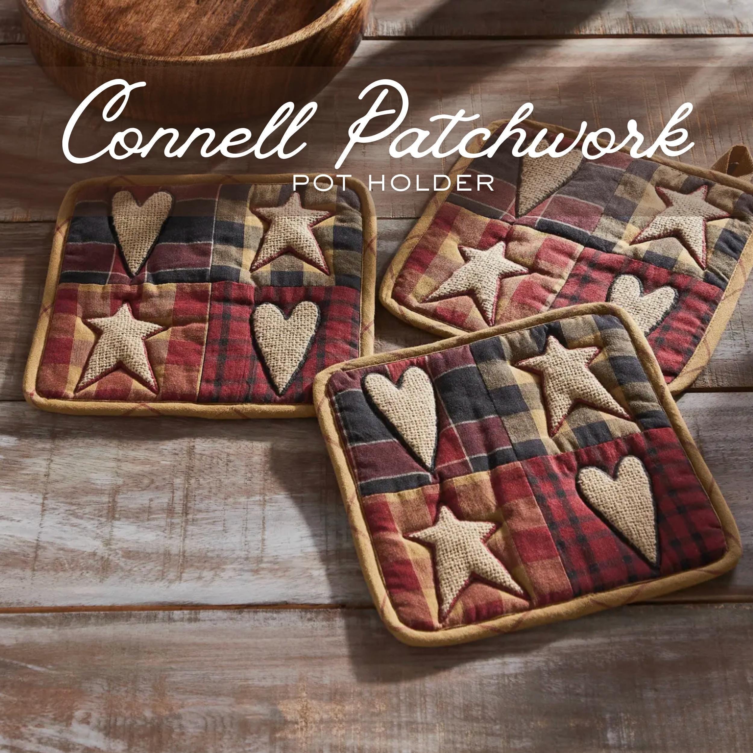 Quilted Table Runner Star Patchwork Burgundy Plaid Textile Design ...