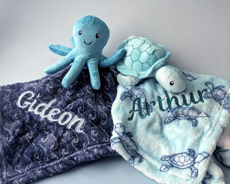 Baby Octopus Lovey Security Blanket Comfort Item Nursery Decor Ocean ...
