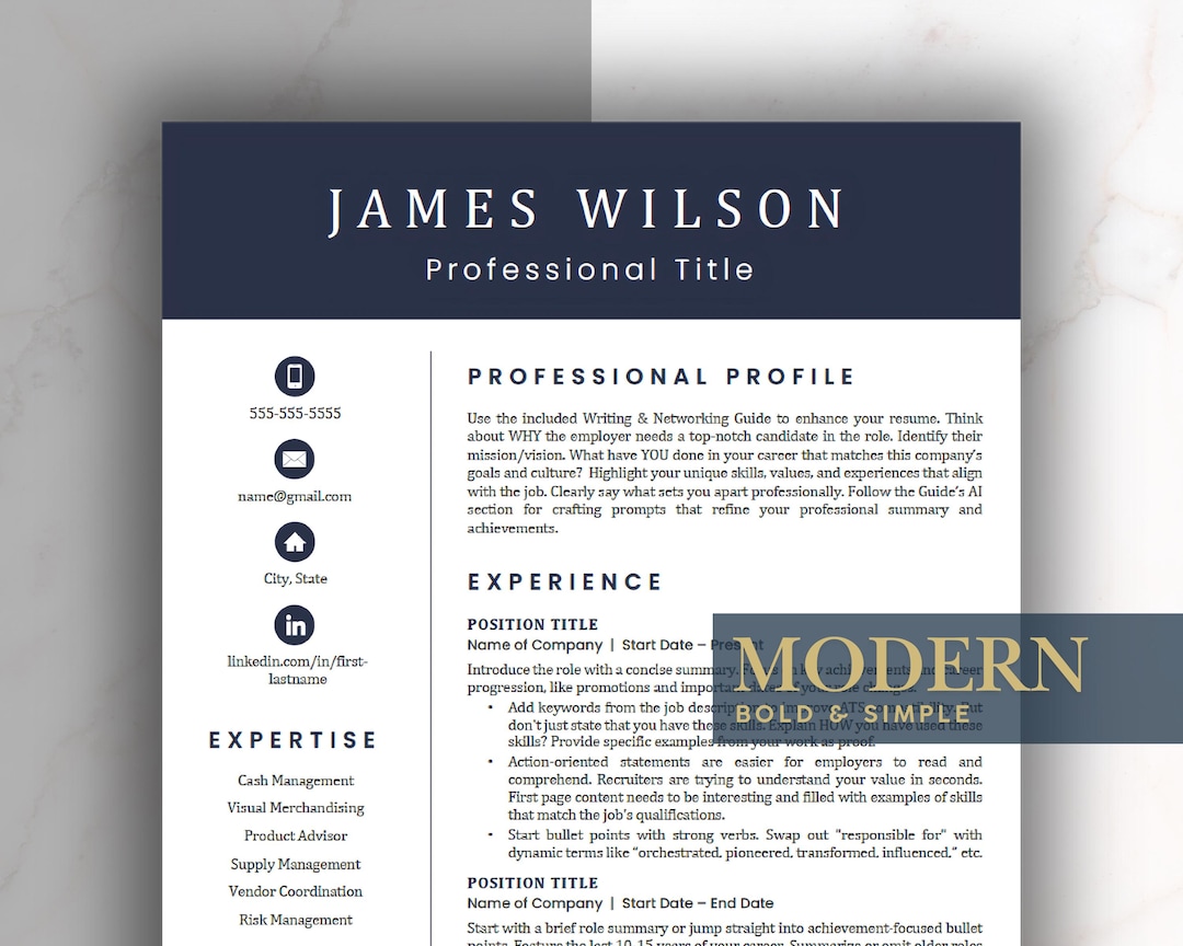 Professional CV Download Resume Template Word Bundle Job Document ...