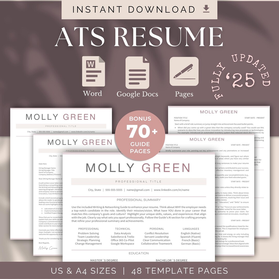 Executive Assistant ATS Resume Template Cover Letter CV Admin Office ...