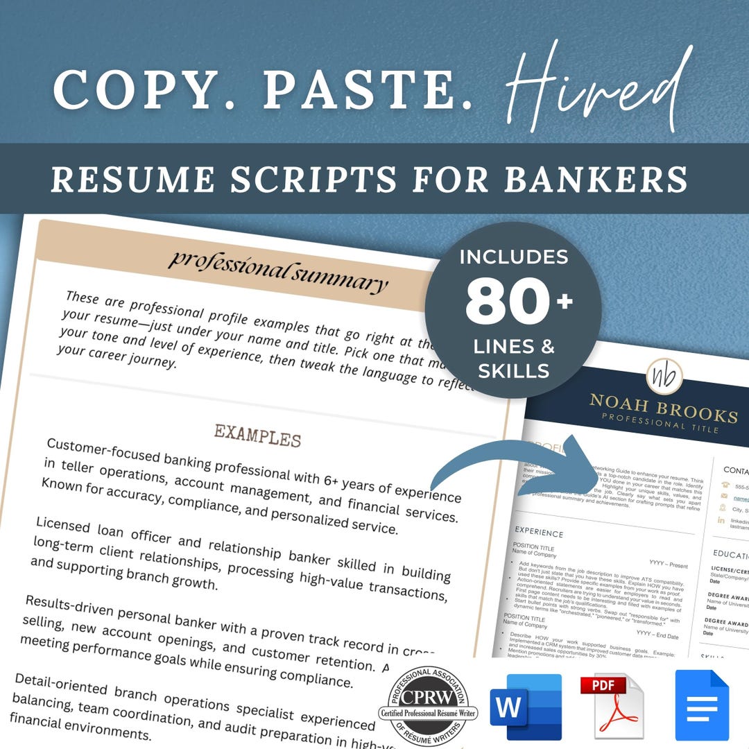 Banker Writing Template Resume Script Finance Job Description Language ...