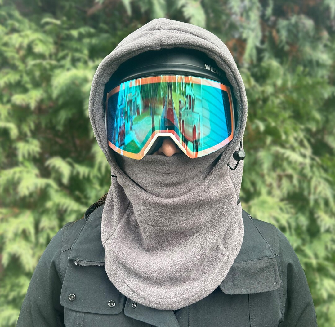 Gray Fleece Helmet Hood: Ski Snowboard Balaclava - Etsy