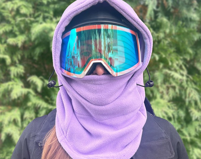 Fleece Ski/snowboard Hood, Over Helmet Balaclava Purple - Etsy