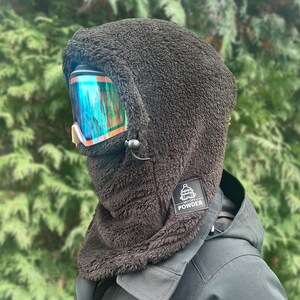 Black Sherpa Fleece Ski Hood: Over-helmet Balaclava - Etsy