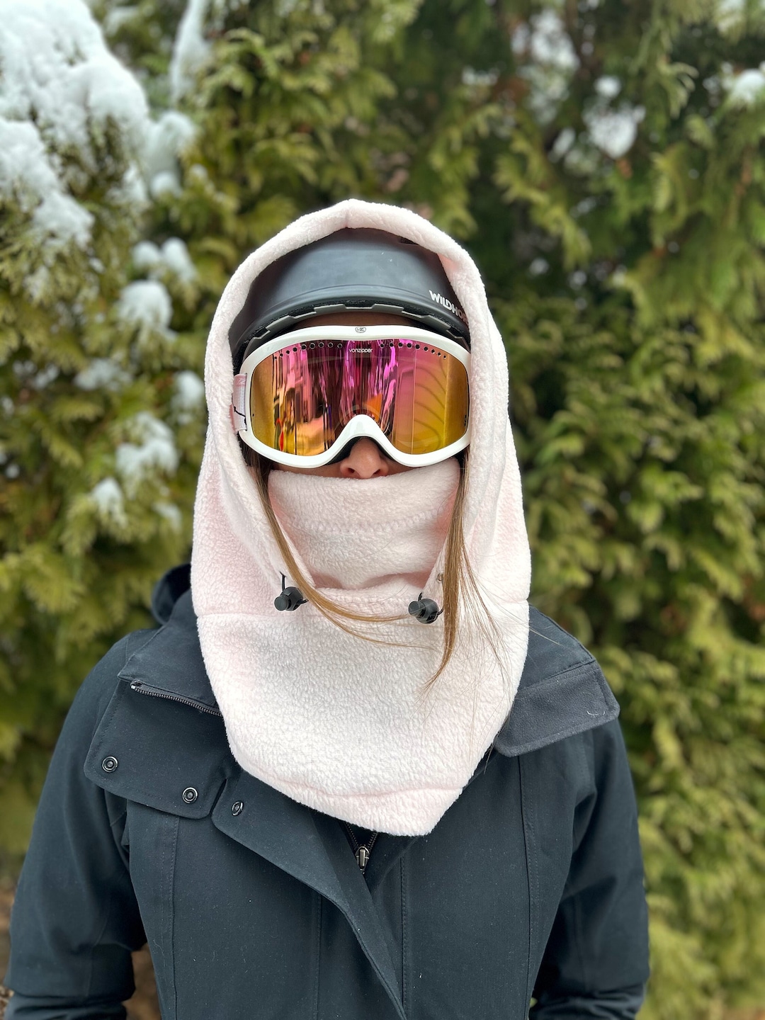 Pink Fleece Ski Hood Fits Over Helmet, Balaclava, Snood. Helmet Hood - Etsy