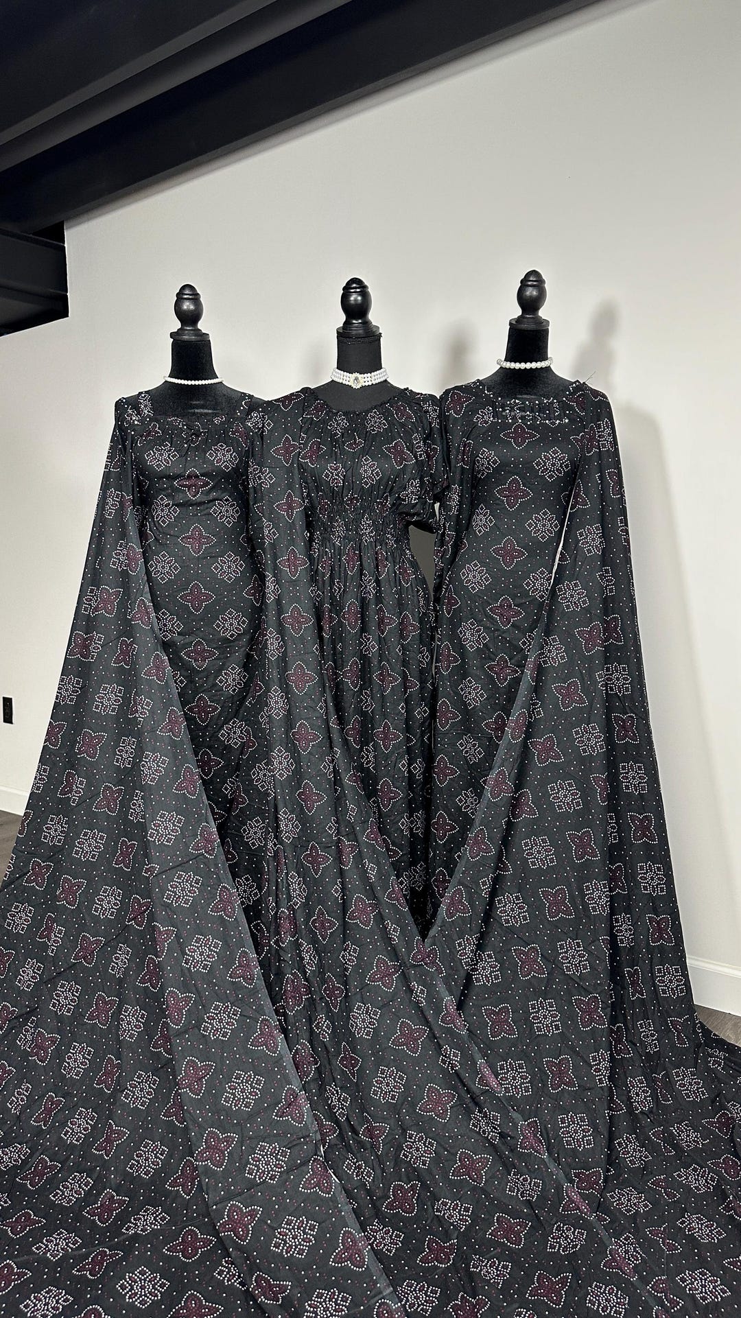Elegant Somali Baati and Garbasaar Set Black With Silver and Burgundy ...