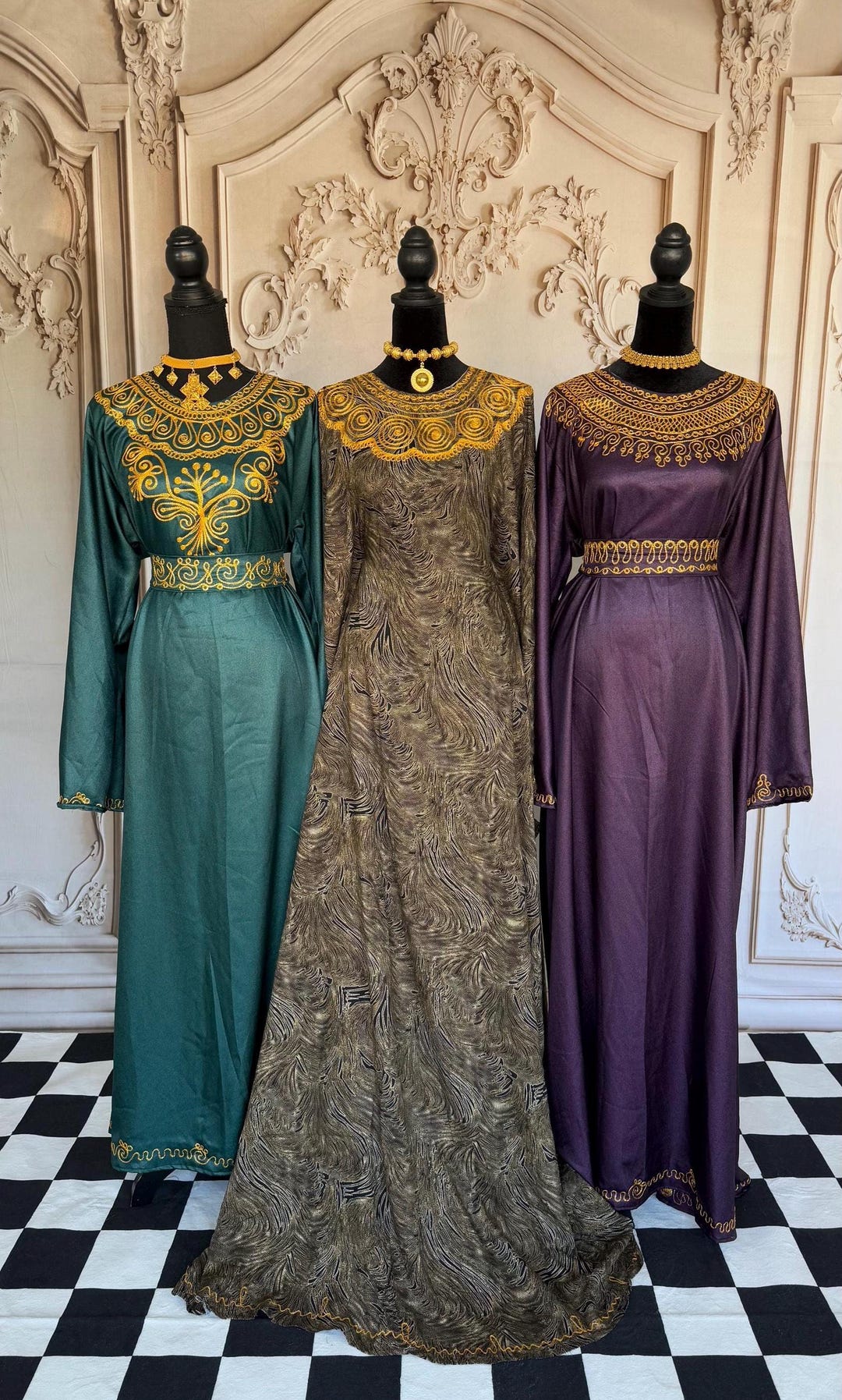 Luxurious Modest Maxi Collection Royal Gold Embroidered & Marble Print ...