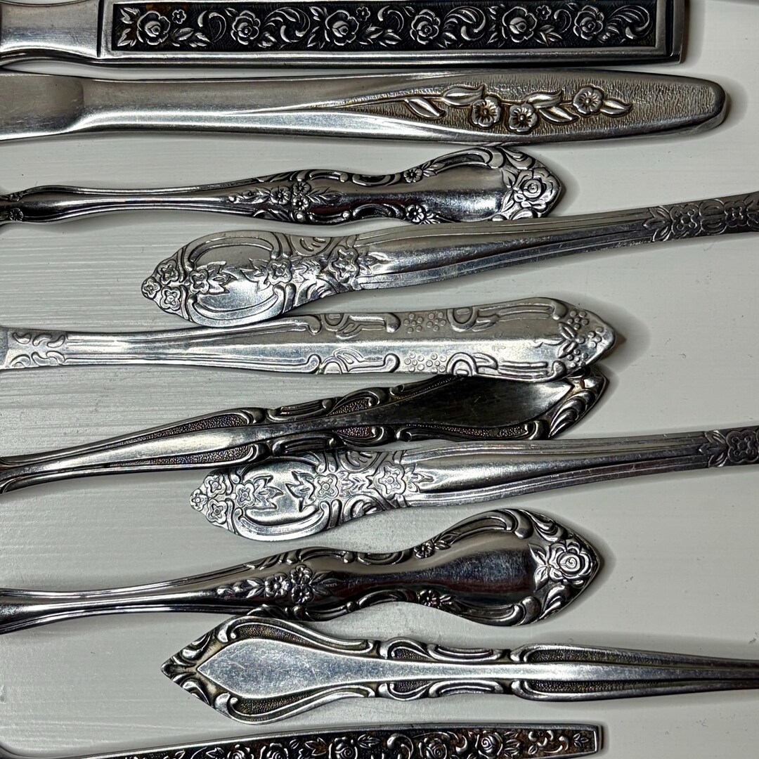 Vintage Flatware Mixed Lot 16 Ornate Fancy Patterns Silverware Jewelry ...