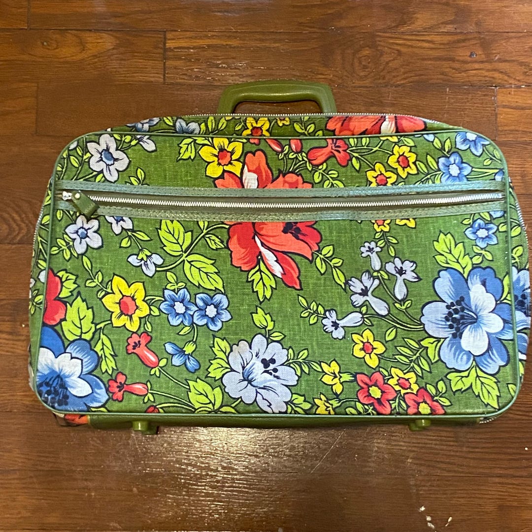 Grandma Core 1960s Vintage Bantam Travelware Green Floral Mod Pattern ...