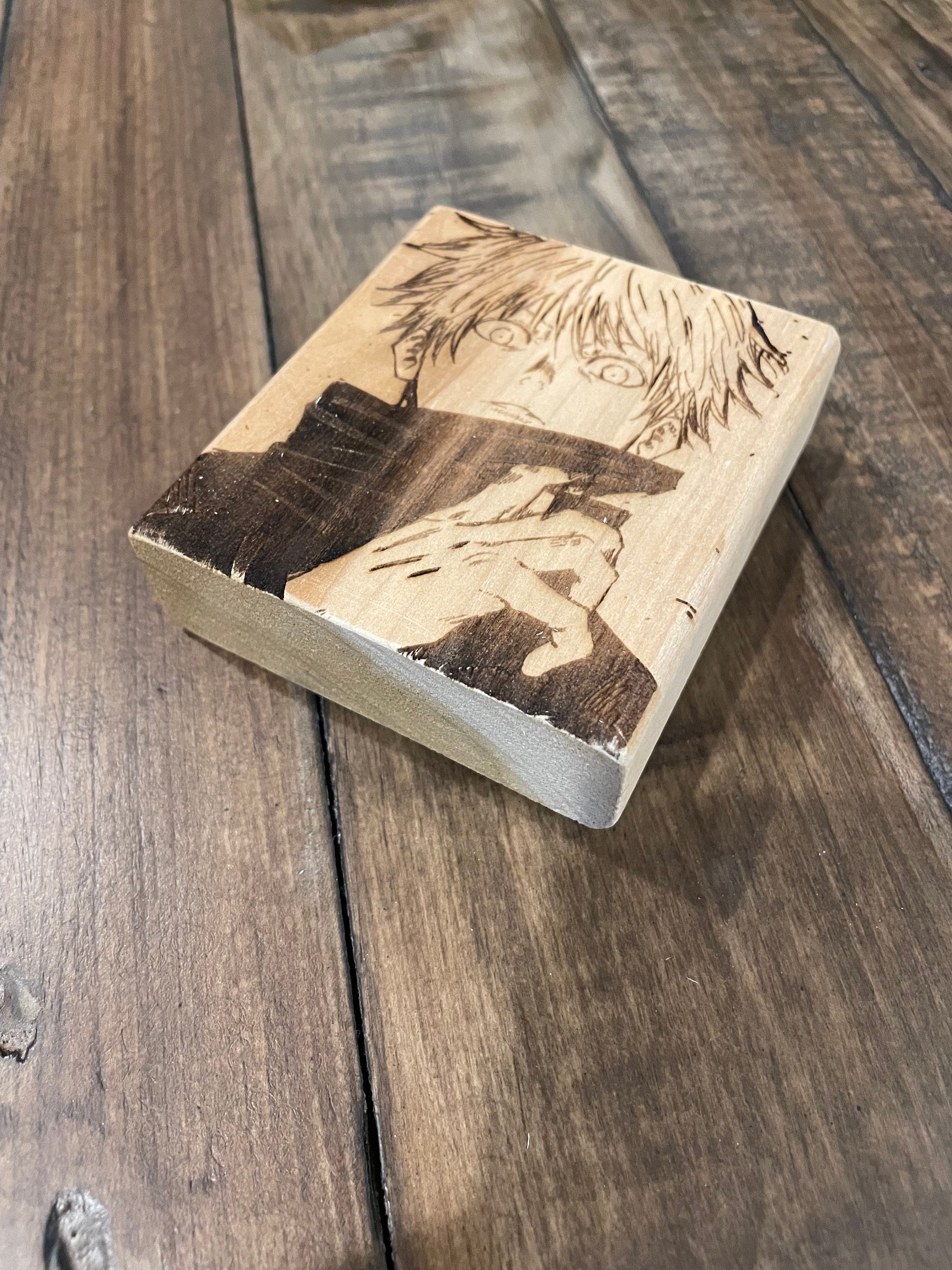 Satori Gojo Laser Engraving | Wooden Block - Etsy