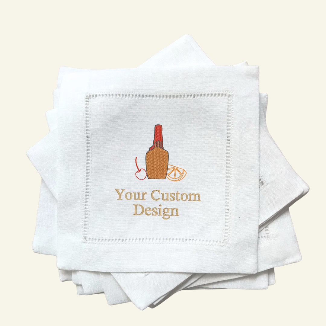 Isabella Custom Embroidered Cocktail Napkin - Etsy