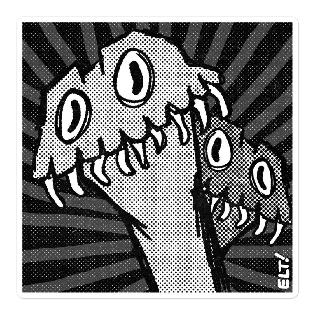 Alien First Contact Sticker – Neo Pop Cartoon Art, Sci-fi Vinyl Sticker ...