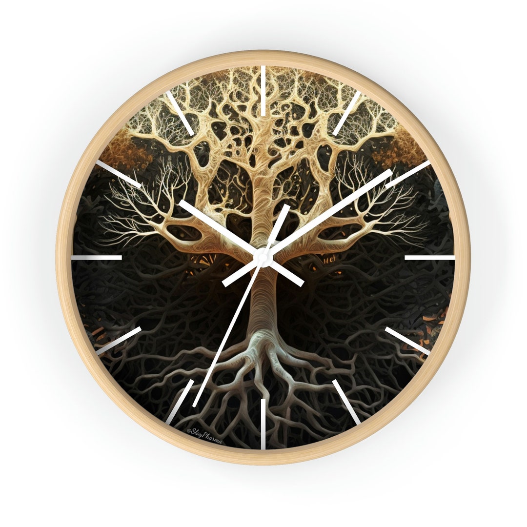 Mycelium Tree Roots Wall Clock W/ Lines - Etsy