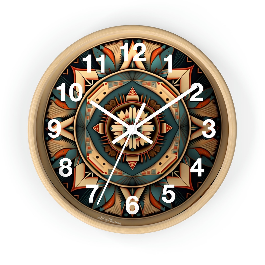 Native American Pattern Wall Clock 1w/ Numbers - Etsy