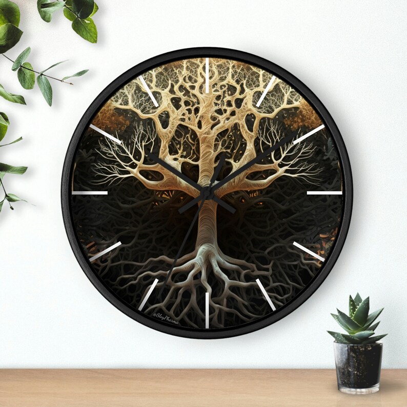 Mycelium Tree Roots Wall Clock W/ Lines - Etsy
